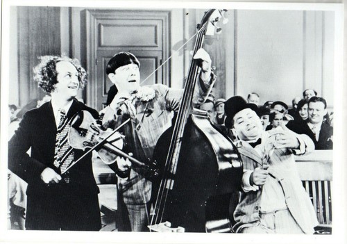 3 Stooges Larry, Curly & Moe Playing Musical Instruments Post Card 6 x ...