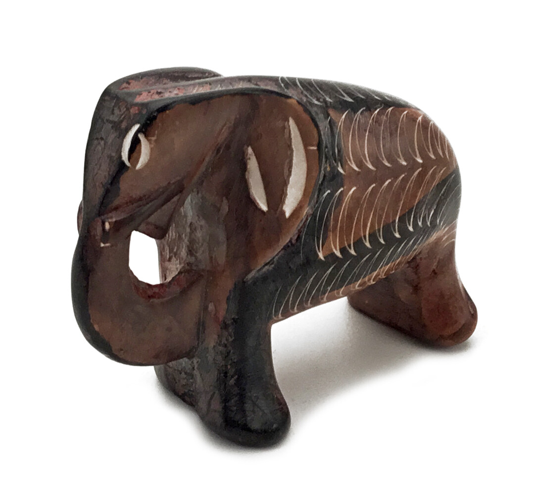 Vintage JAMBO Hand Carved Colored Stone Elephant 1977 KENYA EQUATOR ALT ...