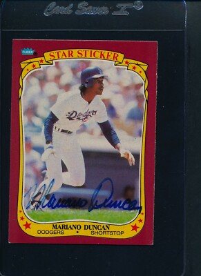 1986 Fleer Star Sticker #33 Mariano Duncan Dodgers Signed Auto *29644 ...