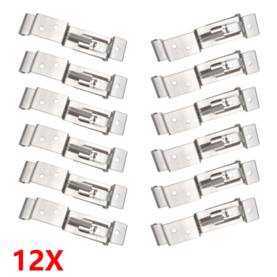 12PCS Trailer Oblong Number Plate Clips Holder Spring Loaded Stainless ...