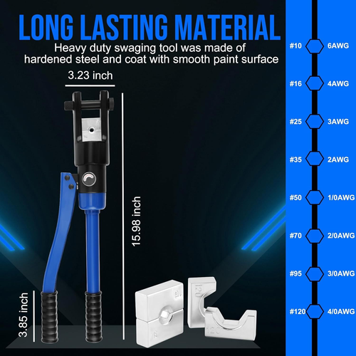 LICHAMP 16 Packs Hydraulic Cable Lug Tool with durable case, 6 AWG to ...