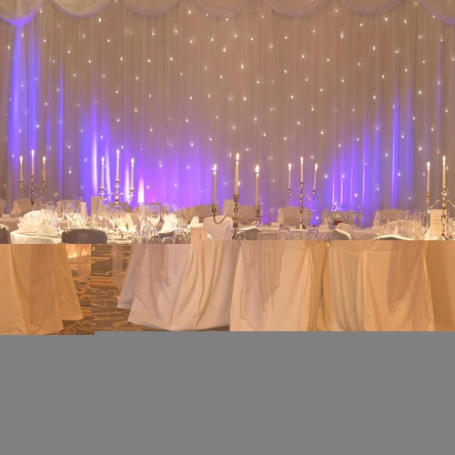 White LED Starlight Wedding Backdrop with Swag, Overlay and Heavy Duty ...