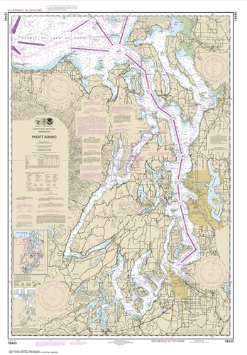 NOAA Nautical Chart 18440 Puget Sound Paper Navigation Map Boating ...