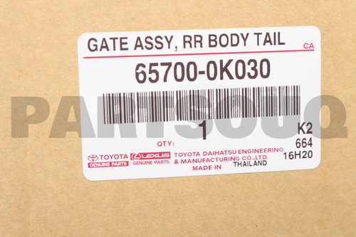 657000K030 Genuine Toyota GATE ASSY, REAR BODY TAIL 65700-0K030 | eBay