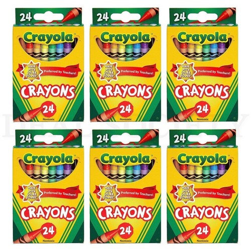 Crayola 24 Count Assorted Color Crayons Lot of 6 Packs | eBay