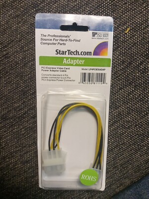 StarTech LP4PCIEXADAP 6in LP4 to 6 Pin PCI Express VideoCard Power ...