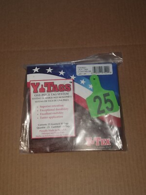 Y-Tex One Piece System Cattle Cow Tags LSR 1-25 GREEN | eBay