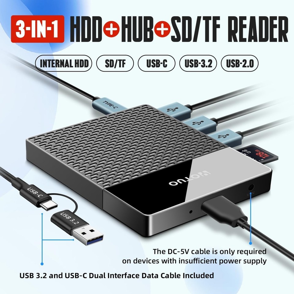 1TB External Hard Drive & USB C 7-in-1 Multiport Hub for Ultimate ...