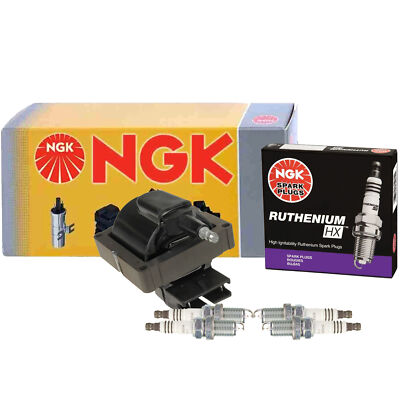 NGK HEI Ignition Coil 4 Ruthenium HX Spark Plugs Kit For Ford Probe 2.0 ...