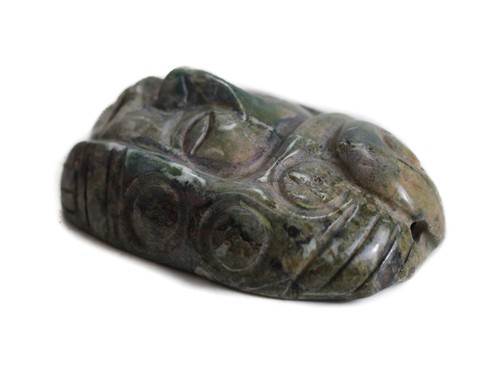 Pre Columbian Polished Jade Stone Mask Pendant Detailed headdress Rose ...