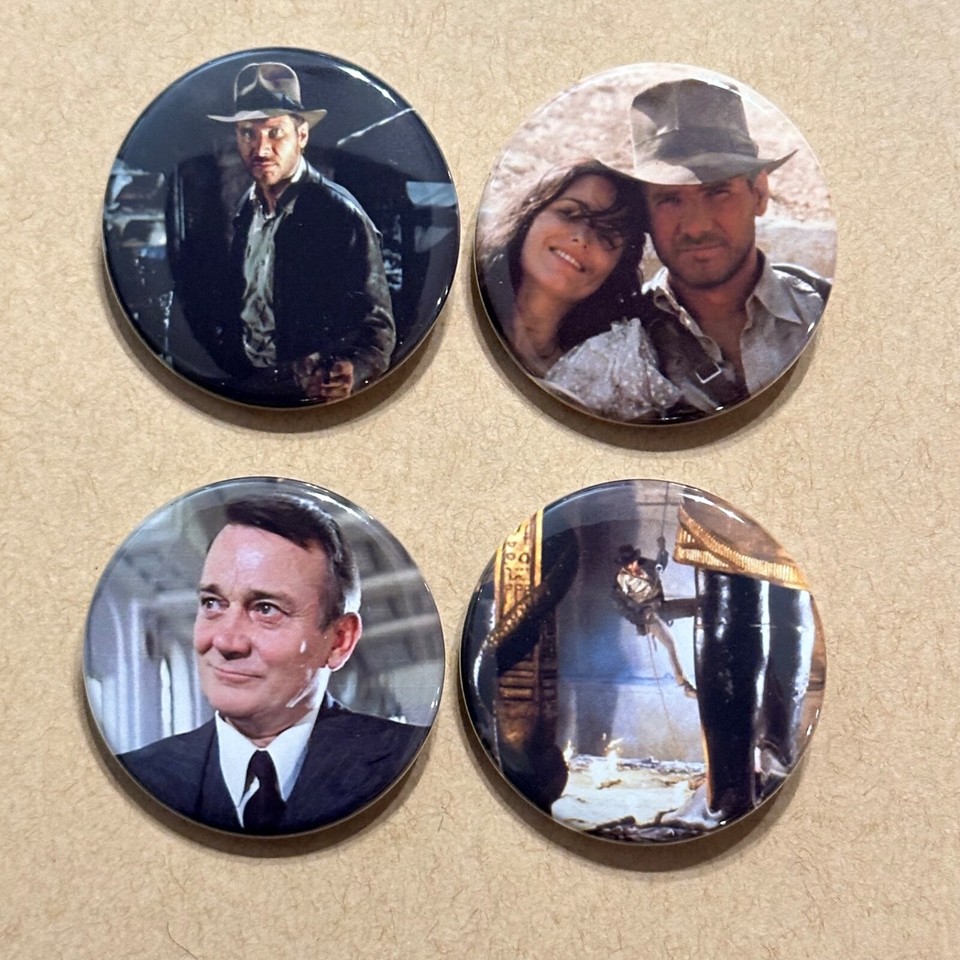 4 Indiana Jones Raiders Of The Lost Ark 1.5" Pinback Buttons (Choose ...