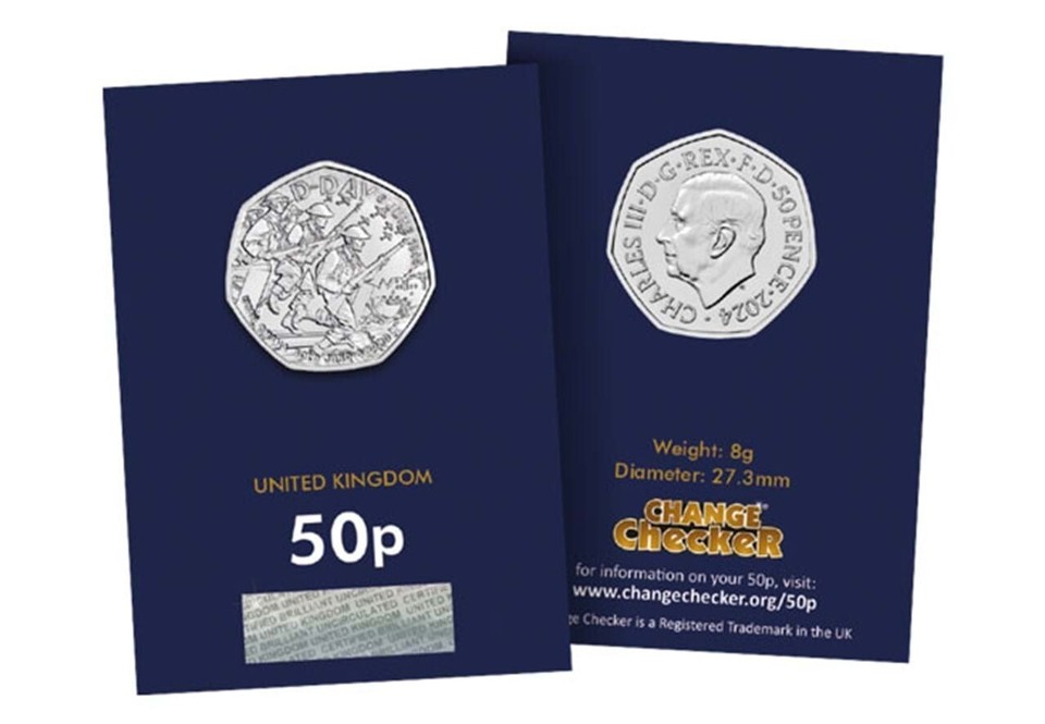2024 ROYAL MINT 50p COIN UK D-Day 80 ANNIVERSARY CERTIFIED BU 50p COIN ...