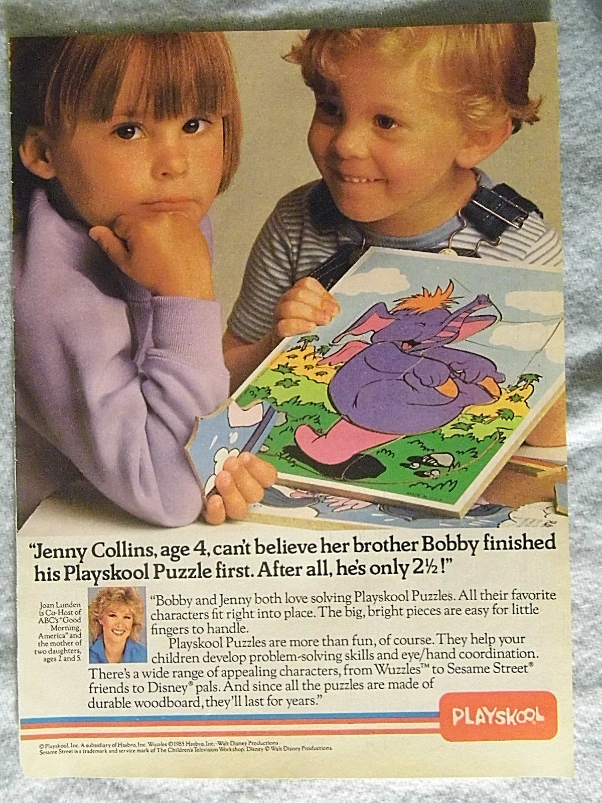 1985 Magazine Advertisement Page Hasbro Playskool Puzzles Wuzzles Kids ...