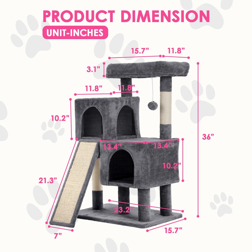 Cat Tree for Indoor Cats 36 Inches Cat Tower Multi-Level Indoor Cat ...
