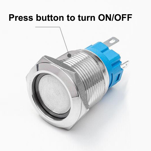 19mm 12V LED ON OFF Push Button Power Switch Latching with Wire Socket ...