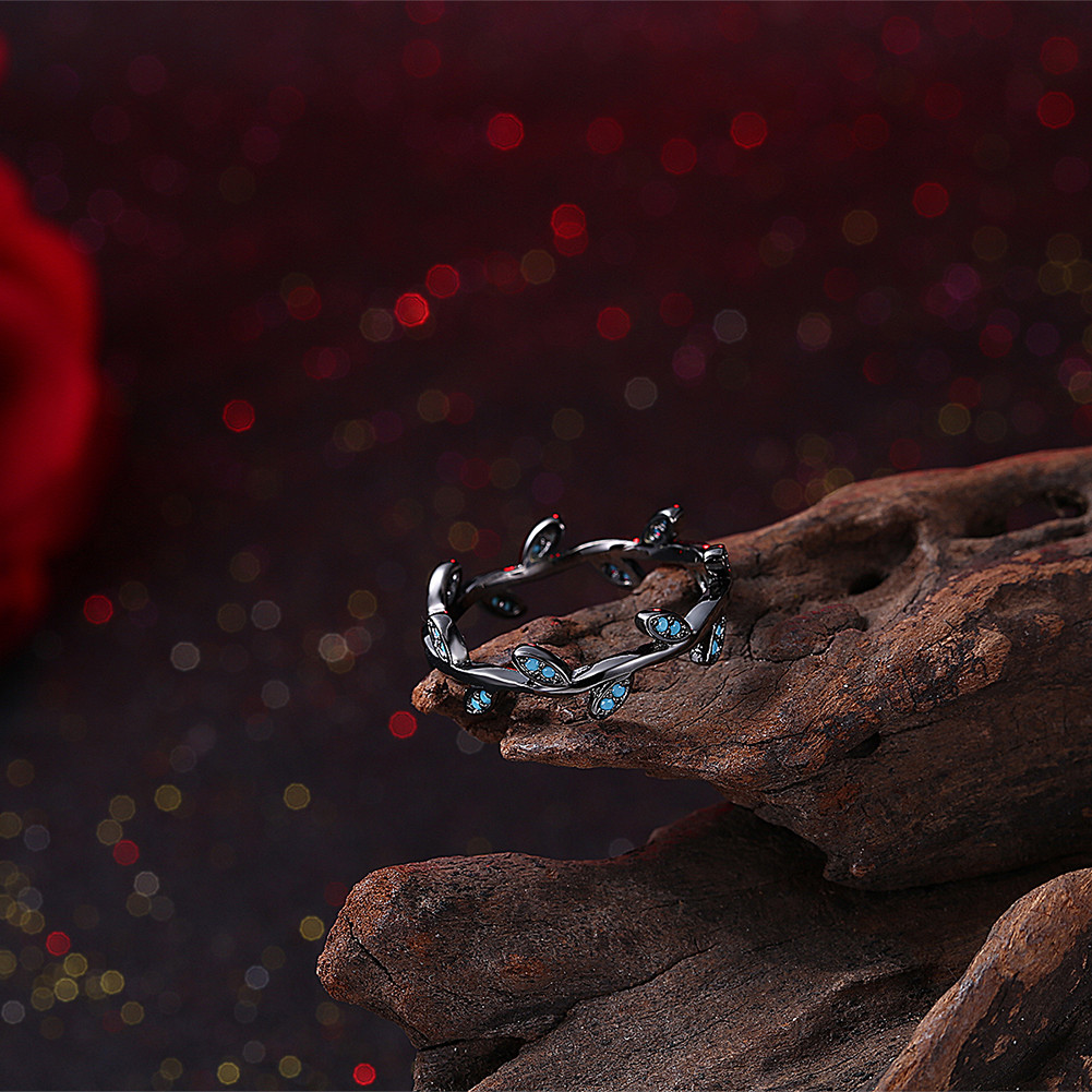 Yellow Gold Black Gun Plated Ring Flower Leaves Kallaite Blue B509 | eBay