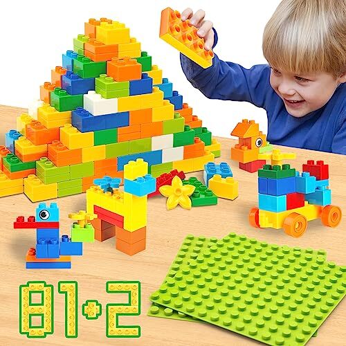 Large Building Blocks for Kids Toddlers Including 2 Piece Baseplates ...