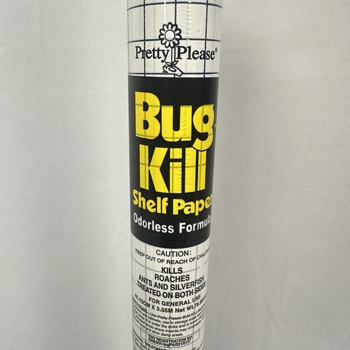Pretty Please Bug Kill Shelf Paper White With Black Line Shelf Liner 1. ...