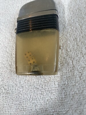 VTG SCRIPTO VU LIGHTER PAIR OF DICE TEAL BAND USED FOR PARTS OR REPAIR ...