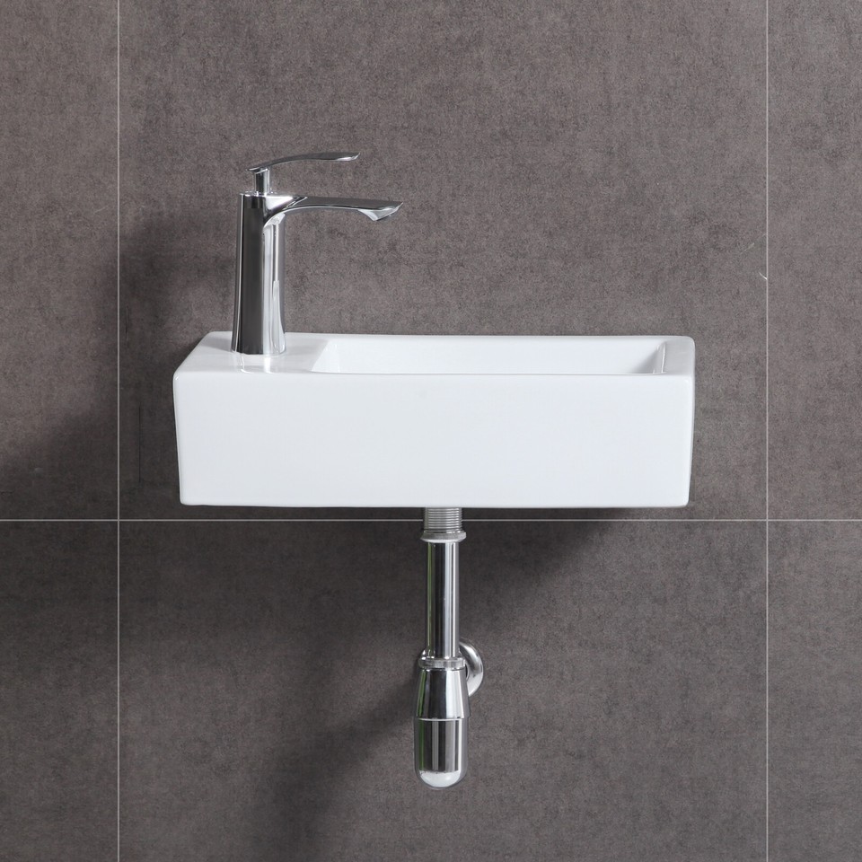 10x18 White Ceramic Mini Hand Wash Basin Compact Bathroom Cloakroom ...