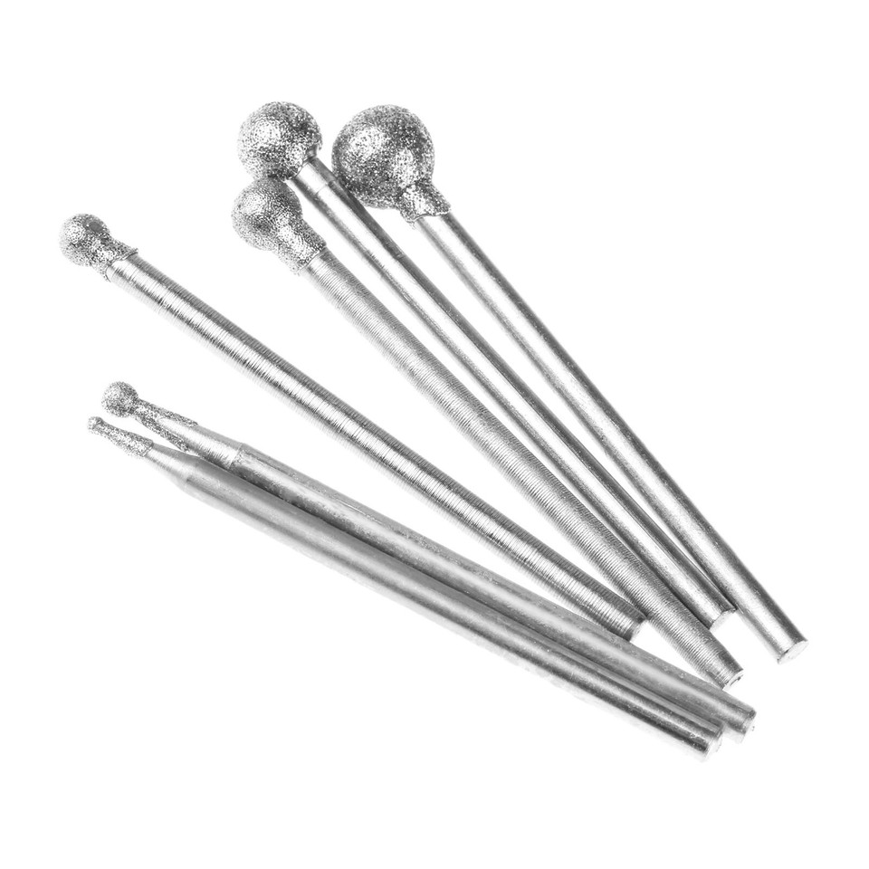 6Pcs F needle Round Ball Spherical Head Mounted Points Grinding Bit Kit ...