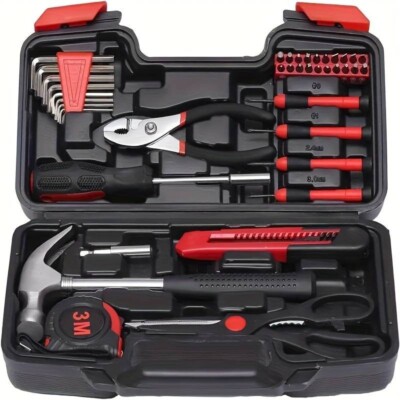 39pcs Tool Set, General Household Hand Kit, With Plastic Toolbox ...