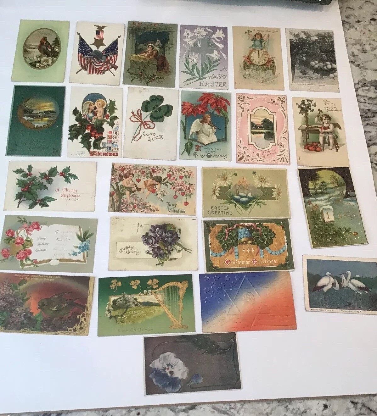 Lot Of 24 1900s HOLIDAY Postcards CHRISTMAS EASTER PATRIOTIC GAR ...