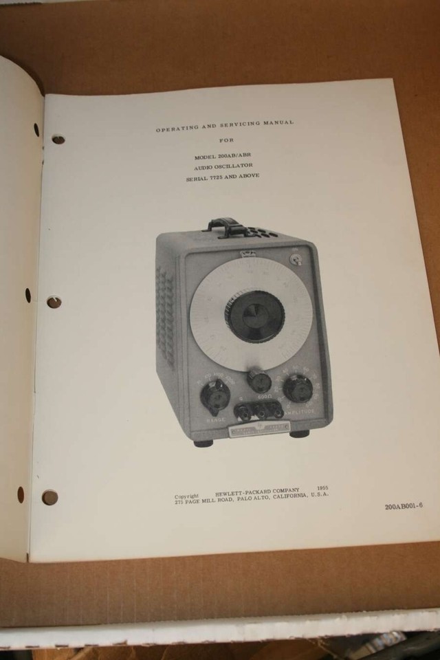 HP Hewlett Packard Audio Oscillator 200AB Operating and Service Manual ...