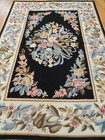 6x9 French Aubusson Needlepoint area rug Floral flat weave Black Blue ...