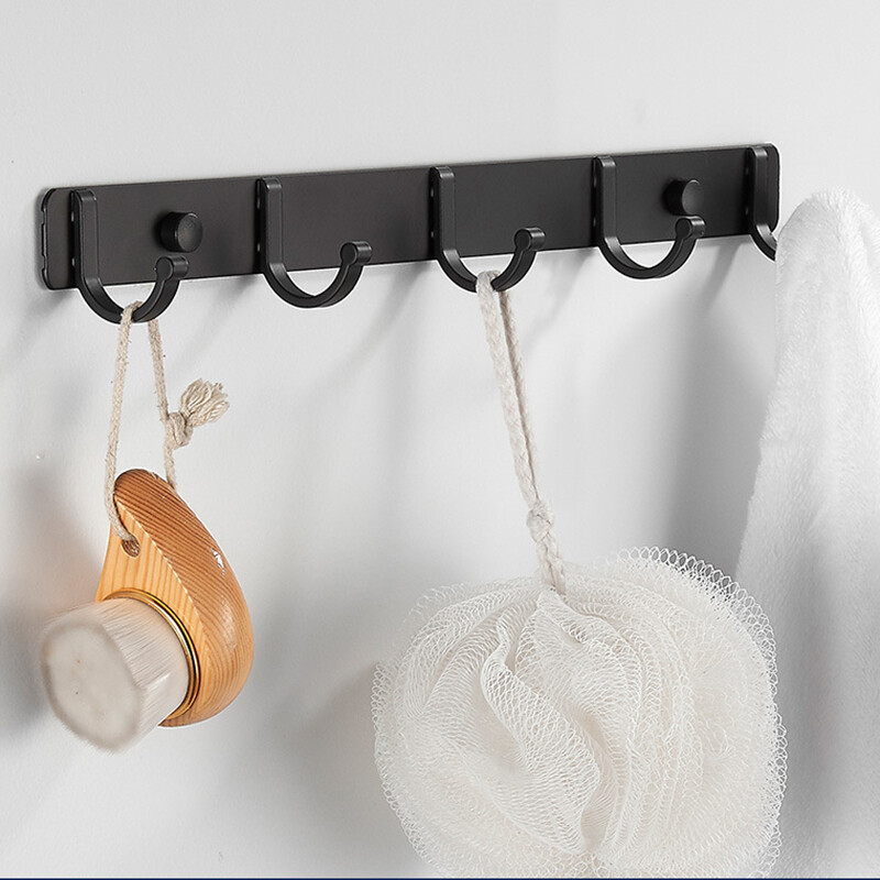 Aluminum 3 To 6 Hooks Key Coat Clothes Door Holder Rack Hook Wall ...