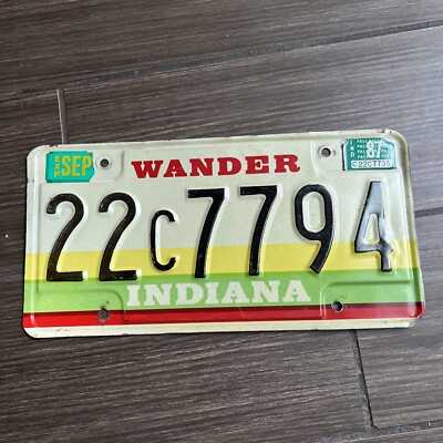 Vintage Indiana Wander Metal License Plate | eBay