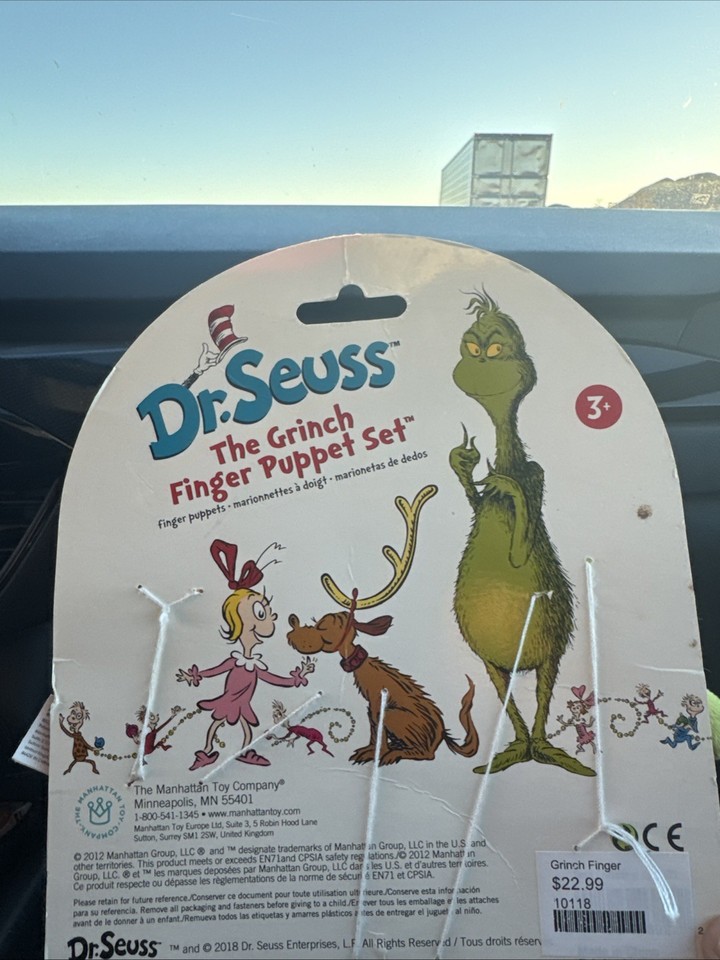 Dr. Seuss The Grinch Finger Puppet 3 Piece Set by Manhattan Toy Company ...