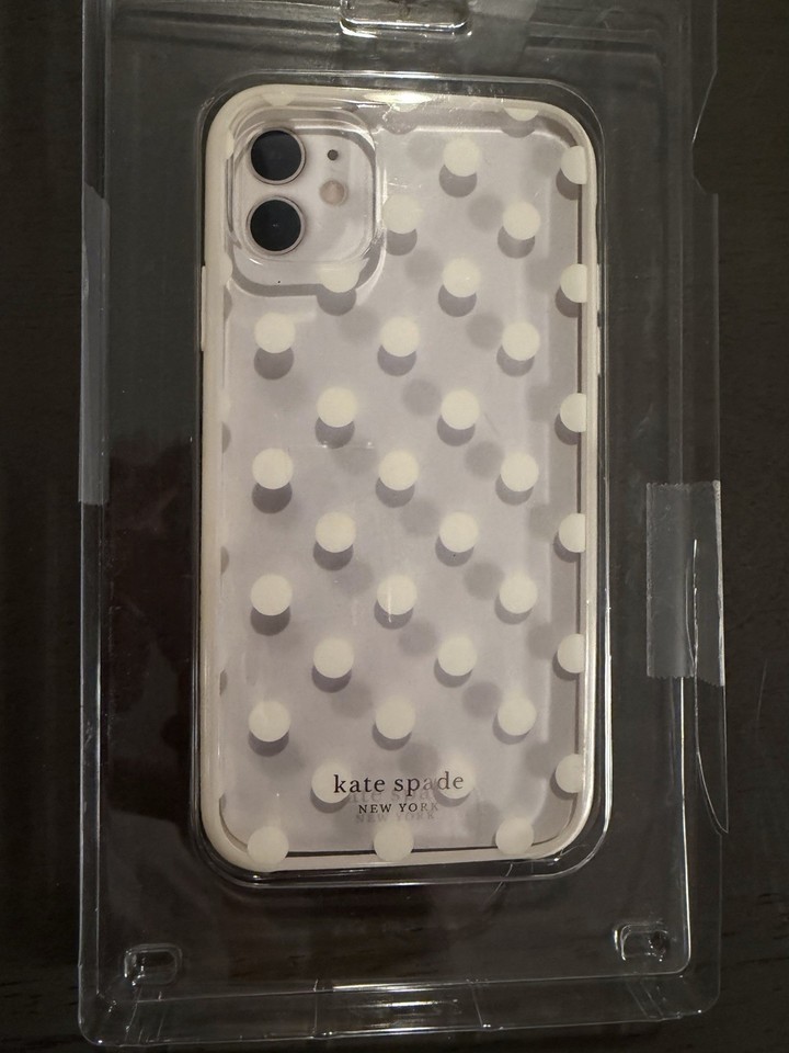 Kate Spade iPhone 11 Clear And White Polka Dot Phone Case New Open Box ...