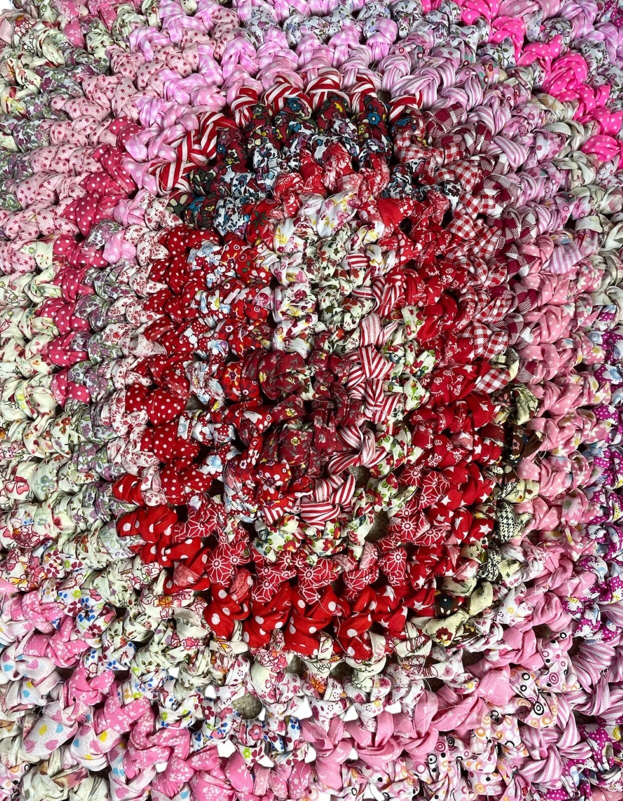 Amish Knot Rug Cotton Fabric in Pink and Red Colored Crochet Pattern | eBay