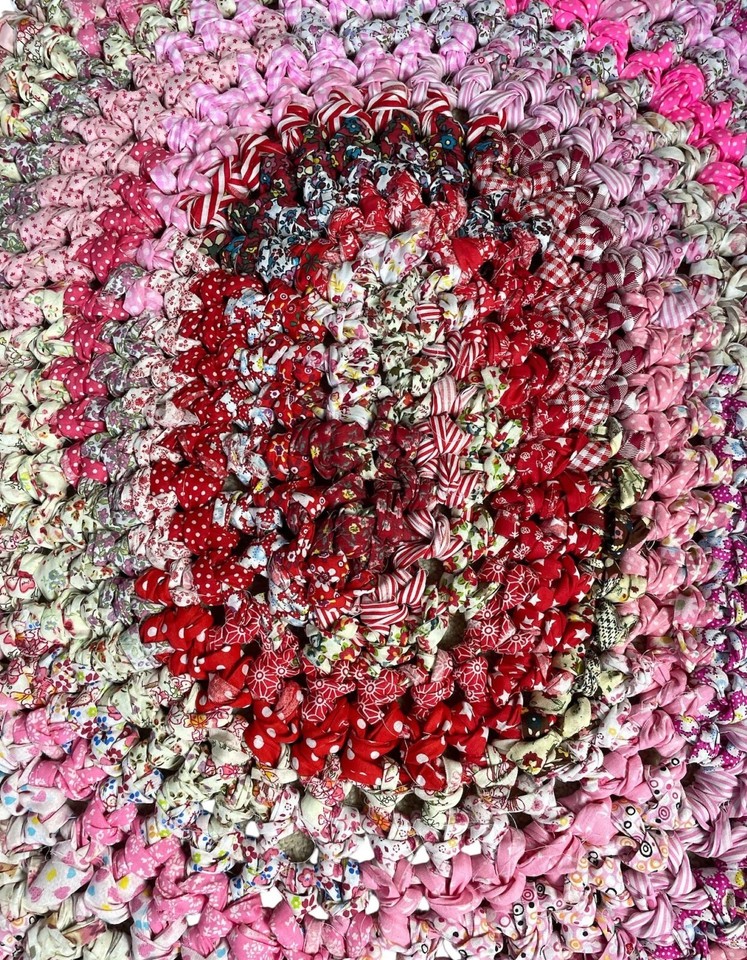 Amish Knot Rug Cotton Fabric in Pink and Red Colored Crochet Pattern | eBay