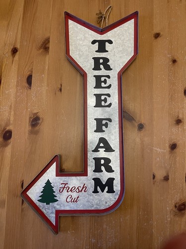 Holiday Metal Tree Farm Fresh Cut Arrow Sign | eBay