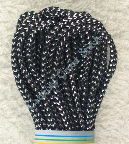 Plastic Canvas Cord Darice Metallic Silver & Black Yarn Craft 15 Yards ...