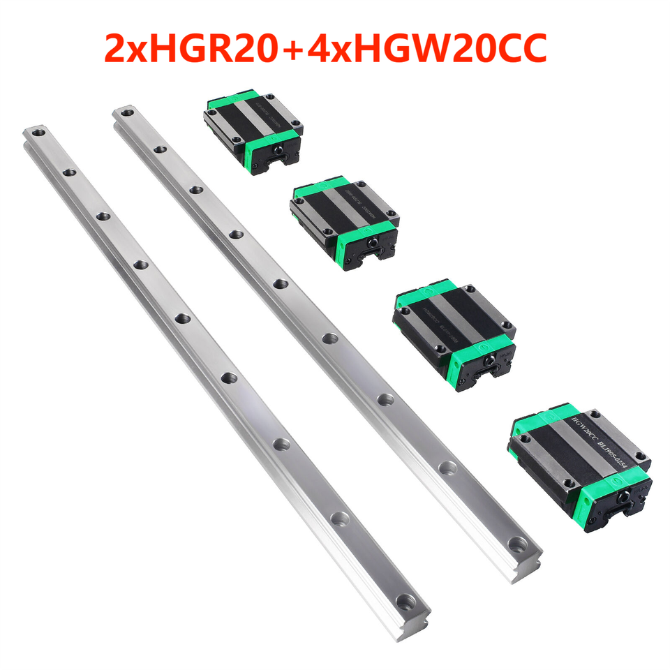2x HGR15 HGR20 HGR25 Linear Guide Rail +4x HGH15CA HGH20CA HGH25CA ...
