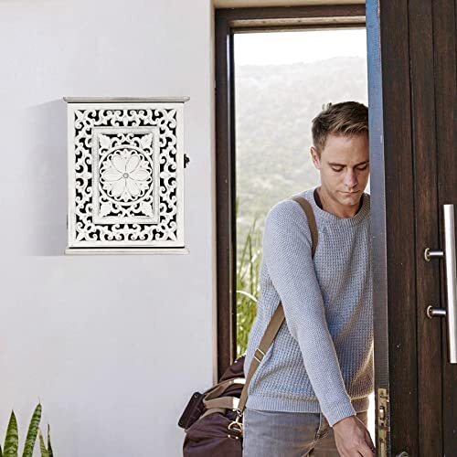 AHUONEL Wooden Key Holder for Wall Key Cabinet Key Hooks Wall Mounted ...