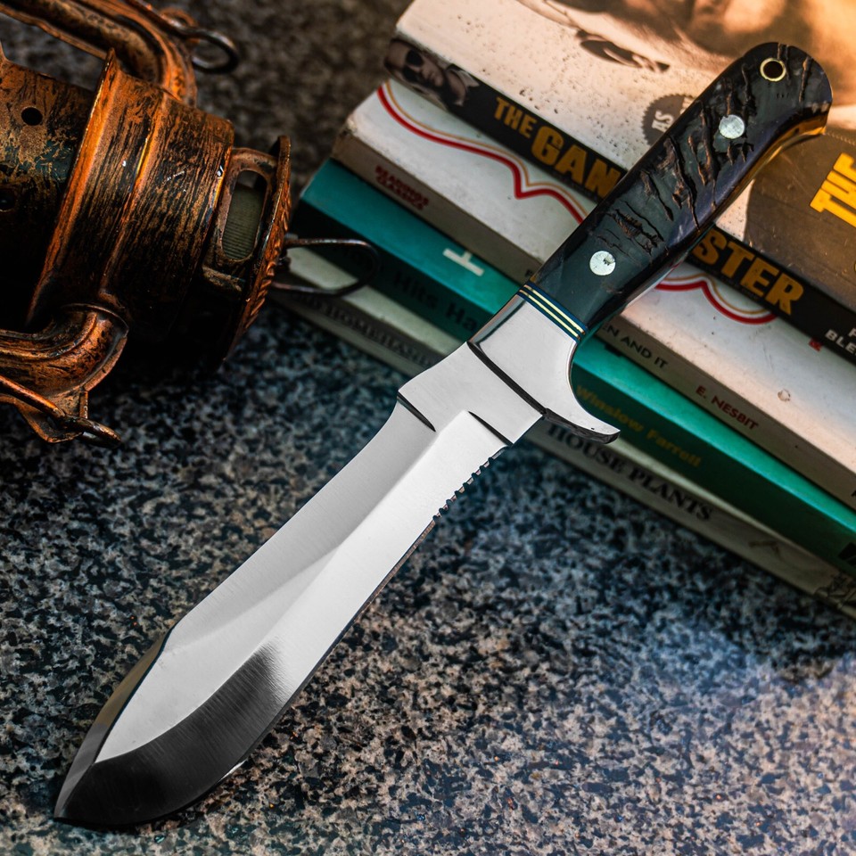 10.5" WILD BLADES CUSTOM HANDMADE HUNTING KNIFE COMBAT ANTLER BLADE ...