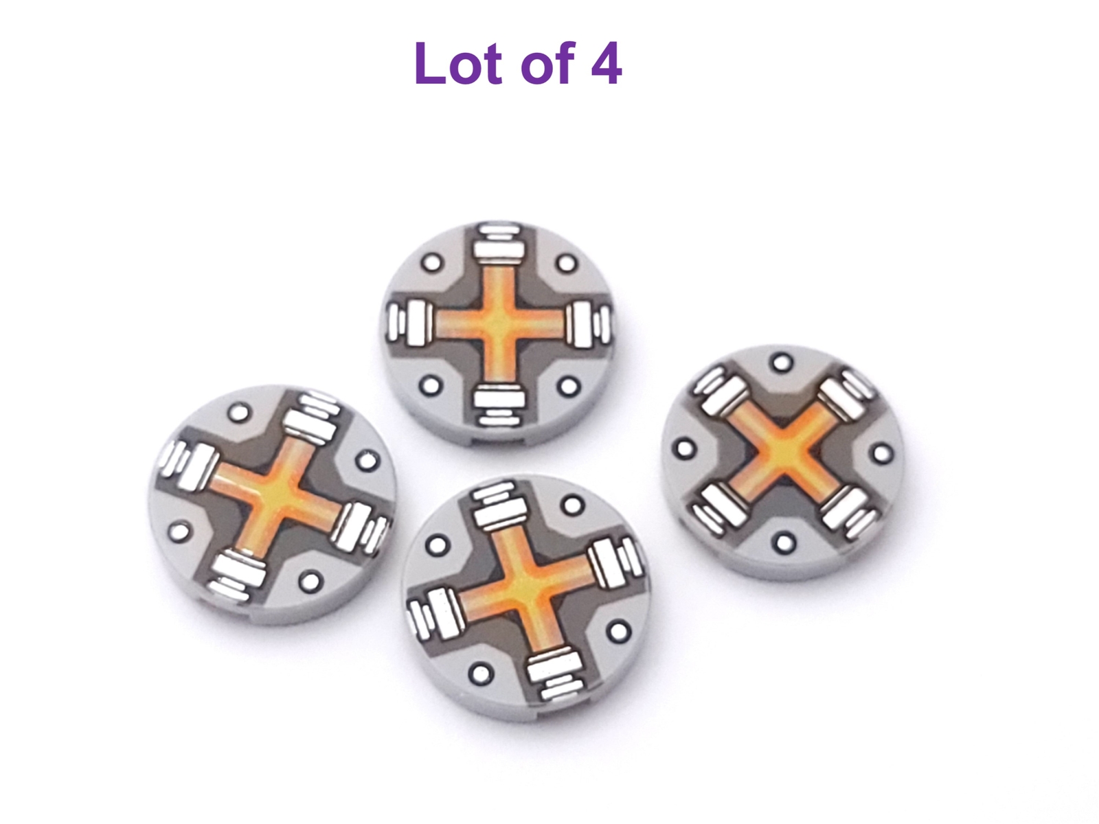 Lego 2x2 Round Tile w Stud Holder Orange and Yellow Cross Pattern Lot ...