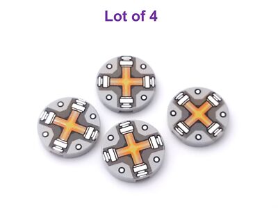 Lego 2x2 Round Tile w Stud Holder Orange and Yellow Cross Pattern Lot ...