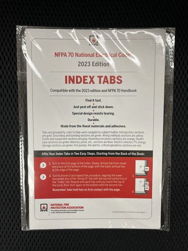 2023 OFFICIAL NFPA 70 National Electrical Code NEC Index Tabs *FREE ...