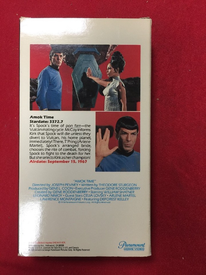 New Star Trek (VHS) Amok Time Episode 34 | eBay