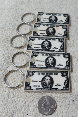 5 100 Dollar Rubber Key chains THE FIRST NATIONAL BANK BELLEVILLE ...