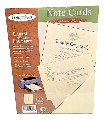 Geographics NOTE CARDS Parchmen Paper 100 Natural Note Cards | eBay