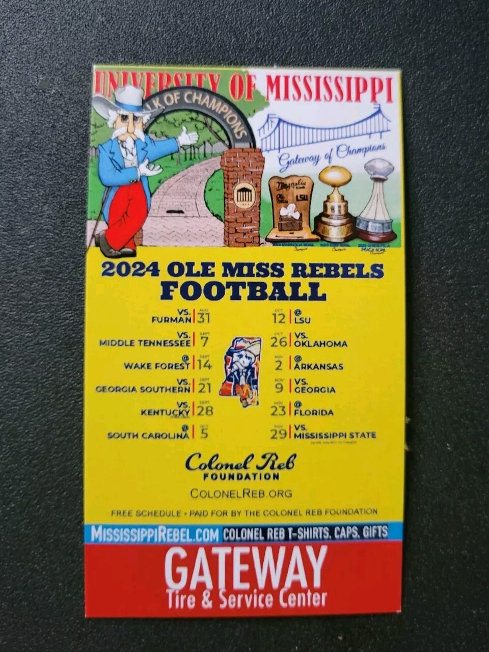 2024 OLE MISS REBELS Schedule 🏈 College Football Sked CARD NEW ‼️‼️ | eBay