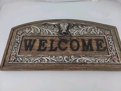 13" Resin Western Country Cowboy Style Welcome Sign Plaque Wall ...