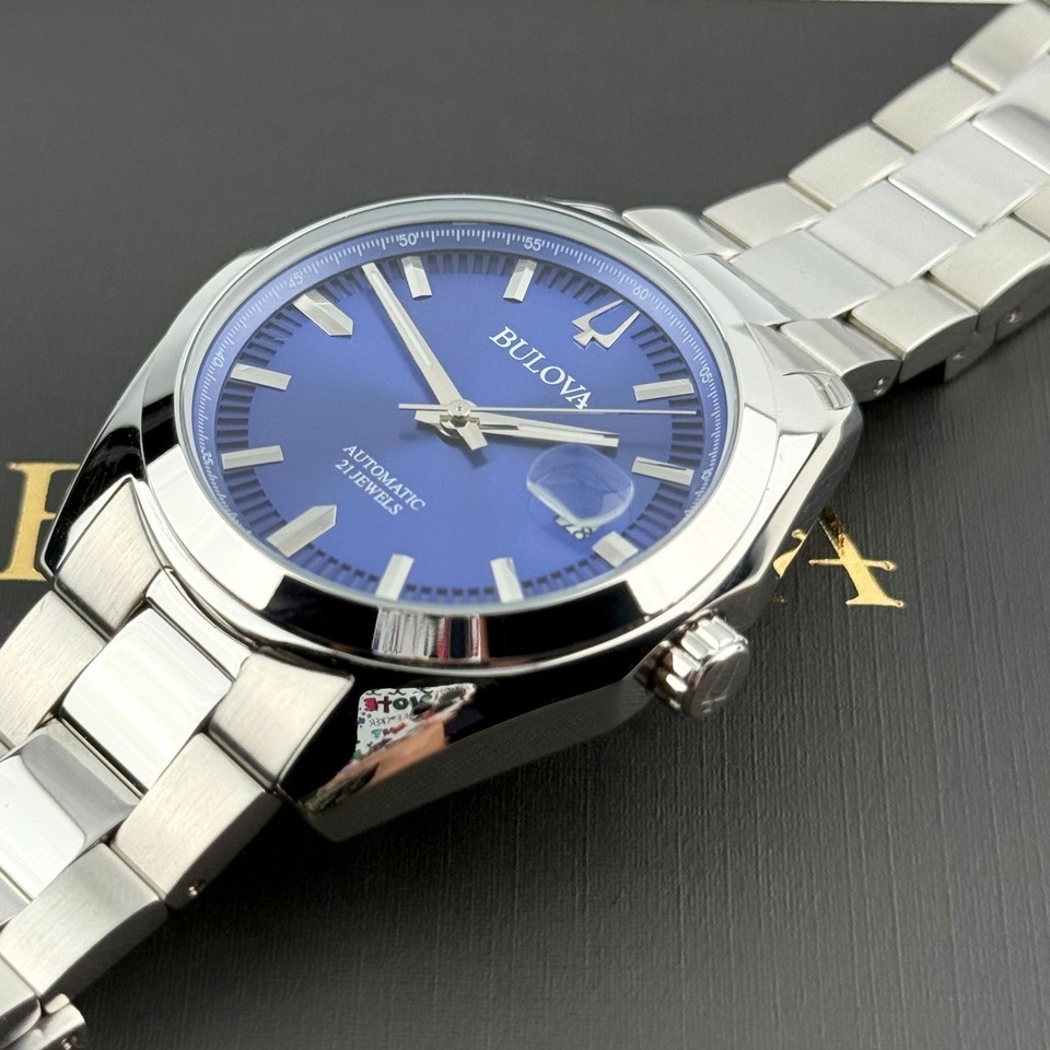 Bulova Surveyor 96B436 Automatic 39mm Blue Dial Stainless Steel Men's ...