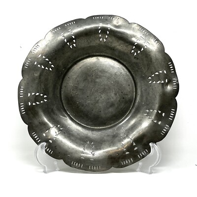 Antique OLD ENGLISH Pewter 425 Plate Bowl 10” Perforated Bread ...
